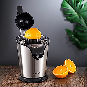 ChefVille CJ02 Electric Citrus Juicer, Electric Orange Juicer Squeezer with 2 Cones for Easy Use, Large Capacity Juice Container for the Whole Family, Party, Commercial Use, exprimidor de naranjas electrico