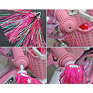 XINGZI 1Pair Hot Pink 19cm/7.5inch Dazzle Tassels Children Bicycle Handlebar Streamers Scooter Fringe Bike Baby Carrier Handle Deocration Accessories for Kids Cycling Lovers