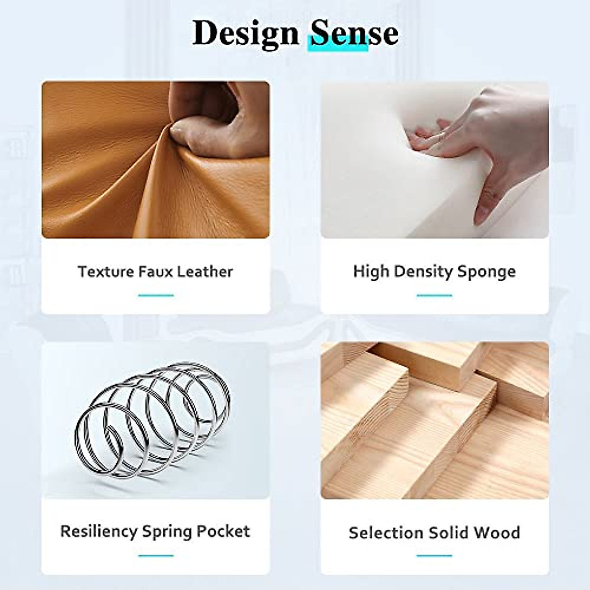 HOMVET Faux Leather 3 Piece-Modern Sofa,Couch Set for Living Room,Black & White