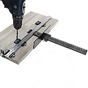 Cabinet Hardware Jig Punch Locator - Adjustable Drill Guide for Handles and pulls Sleeve Drawer Knobs Pulls Handles Wood Drilling Dowelling Templates Jig Tool (Stainless Steel) (Black)