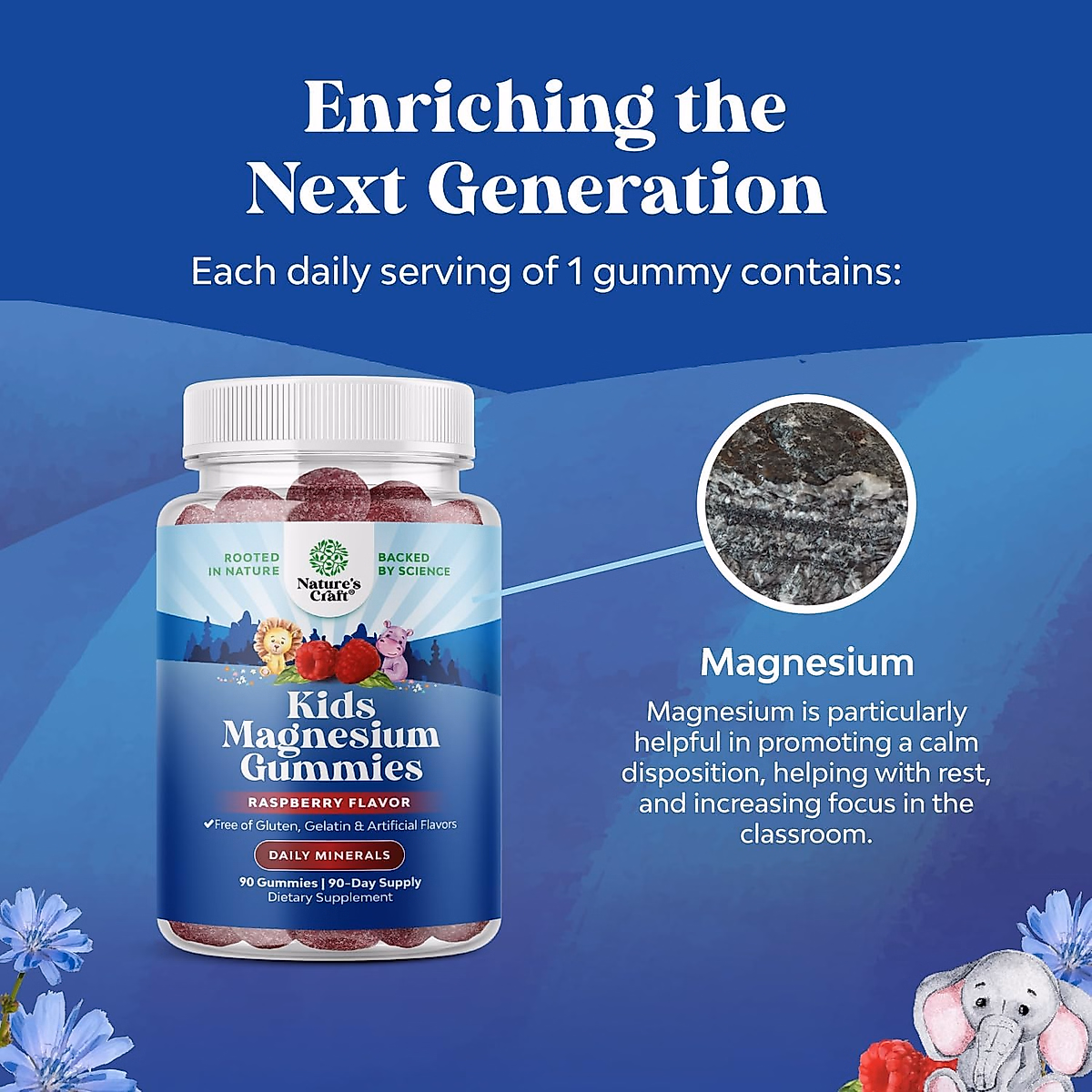 Relaxing Calm Magnesium Gummies for Kids - Great Tasting Kids Magnesium for Nerve Bone and Muscle Health Calm Gummies for Wellness with 85mg per Serving