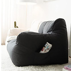 FBKPHSS Beanbag Cover Only, Ultra Soft Bean Bags Chairs Lazy Lounger Tatami (No Filler) Lounger Seat Bean Bag Cover Soft Beanbag Chair,Dark Grey,120 * 60cm