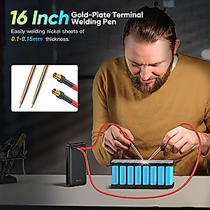 Battery Spot Welder, Seesii 6 Gear Adjustable Portable Spot Welder, 5000mA-h Mini Spot Welding Equipment with 5m Sheets & 4X4 Holders for 0.1/0.15mm Nickel Strip Welding & Making DIY Battery Packs