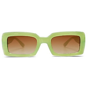 Allarallvr Trendy Rectangle Sunglasses for Women Men Vintage 90's Square Shades Thick Frame Nude Sunnies Sunglasses AR82002, Green