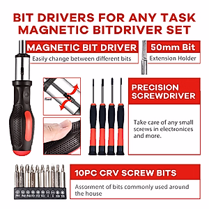 jar-owl 21V Max Cordless Drill/Driver Kit, Brushless, Tool Set with Drill and 112pcs Household Hand Tool Kit for Daily Home Repair, Red