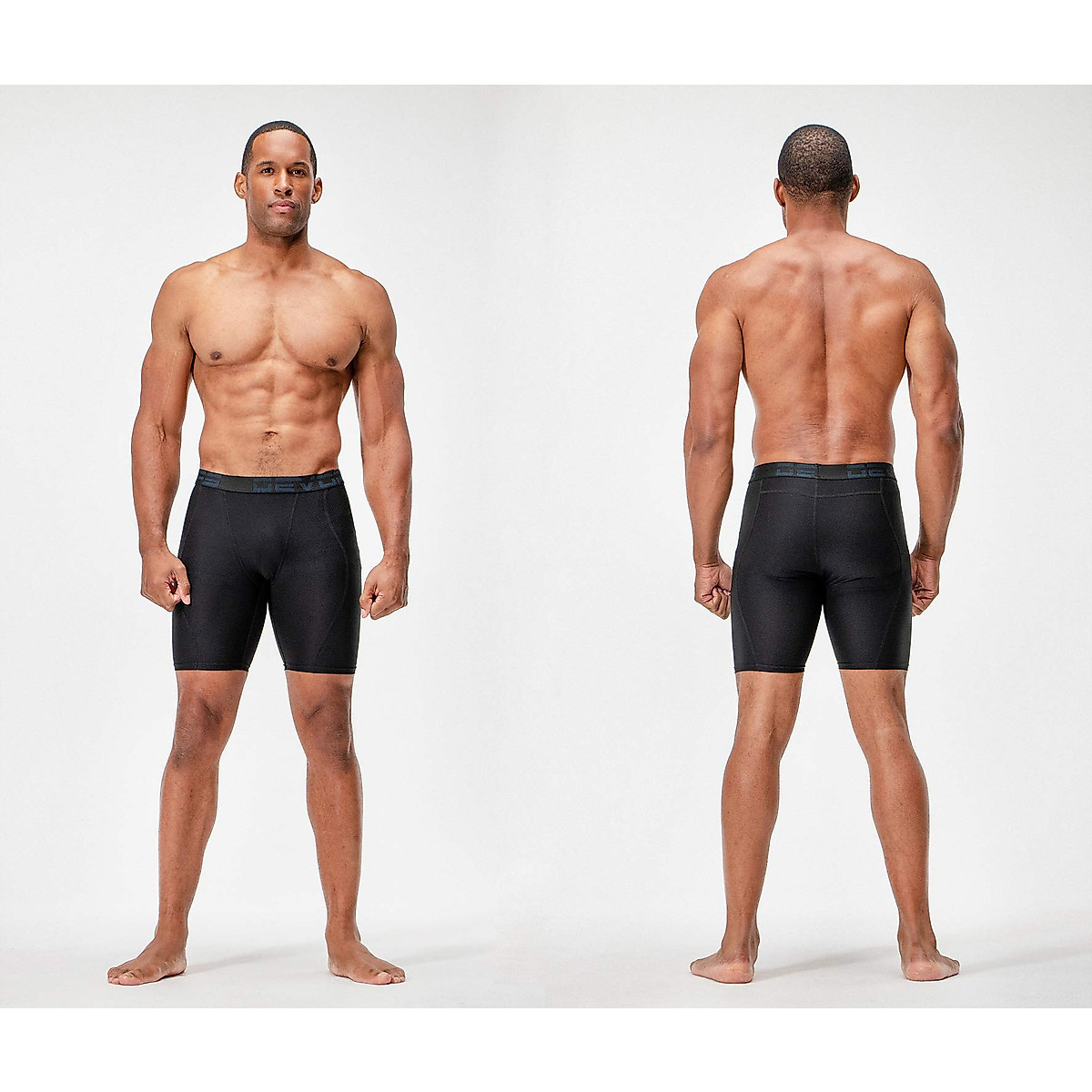 DEVOPS Men's Compression Shorts Underwear (3 Pack) (Large, Black/Charcoal/Navy)