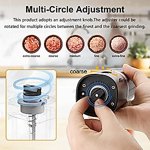 HOORMEEY Salt and Pepper Grinder Adjustable Coarseness, Battery Powered Operated Electric Pepper Grinder with Light, Pepper Mill with One Hand Operation