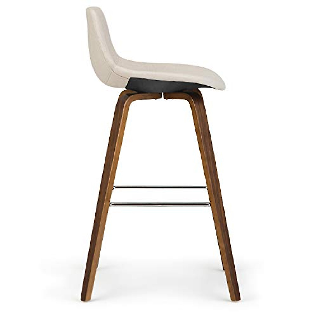 SIMPLIHOME Randolph Mid Century Modern Bentwood Counter Height Stool (Set of 2) in Natural Linen Look Fabric