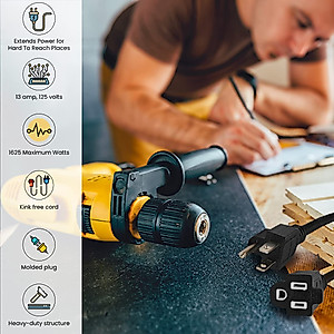 Go Green Power Inc. 16/3 50ft Black Outdoor Extension Cord - Durable, Heavy Duty, Moisture Resistant - Ideal for Tools & Equipment - GG-13750BK