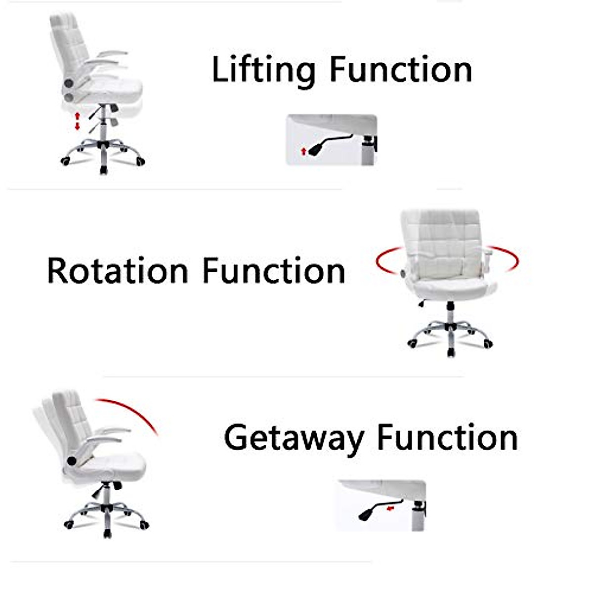 ECBETCR Chair Office Chair Ergonomic Swivel Home Office Furniture Swivel Chair Office Chair with Adjustable Armrest and Lumbar Support, Ergonomic High Back Faux Leather Computer Desk Chair