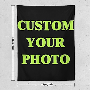 Byxhuc Custom Wall Tapestry Personalized Image Text Custom Tapestry, Custom Backdrop Personalized Wedding Anniversary Funny Backdrop 40''W X 30''L Vertical Tapestry, White