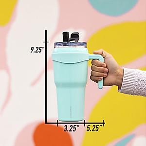 Hydrapeak Roadster 40oz Stainless Steel Tumbler Double Wall Vacuum Insulated Water Bottle With Handle And 2 in 1 Straw Lid (Sage)