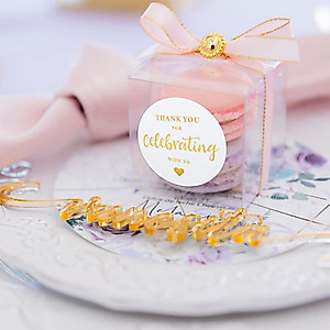 G2PLUS Thank You for Celebrating with Us Stickers,60PCS 2 Inch Round Thank You Sticker Labels for Invitation Envelopes for Wedding, Birthday Baby Shower, Party Favor (Gold)