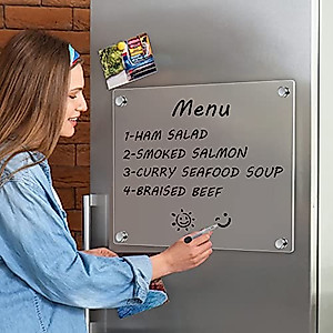 Acrylic Dry Erase Board for Refrigerator, 12x8 Inches Small Note Board for Fridge, Easy to Write and Clean Dry Erase Board for Reusable, Includes 2 Dry Erase Markers (Clear)
