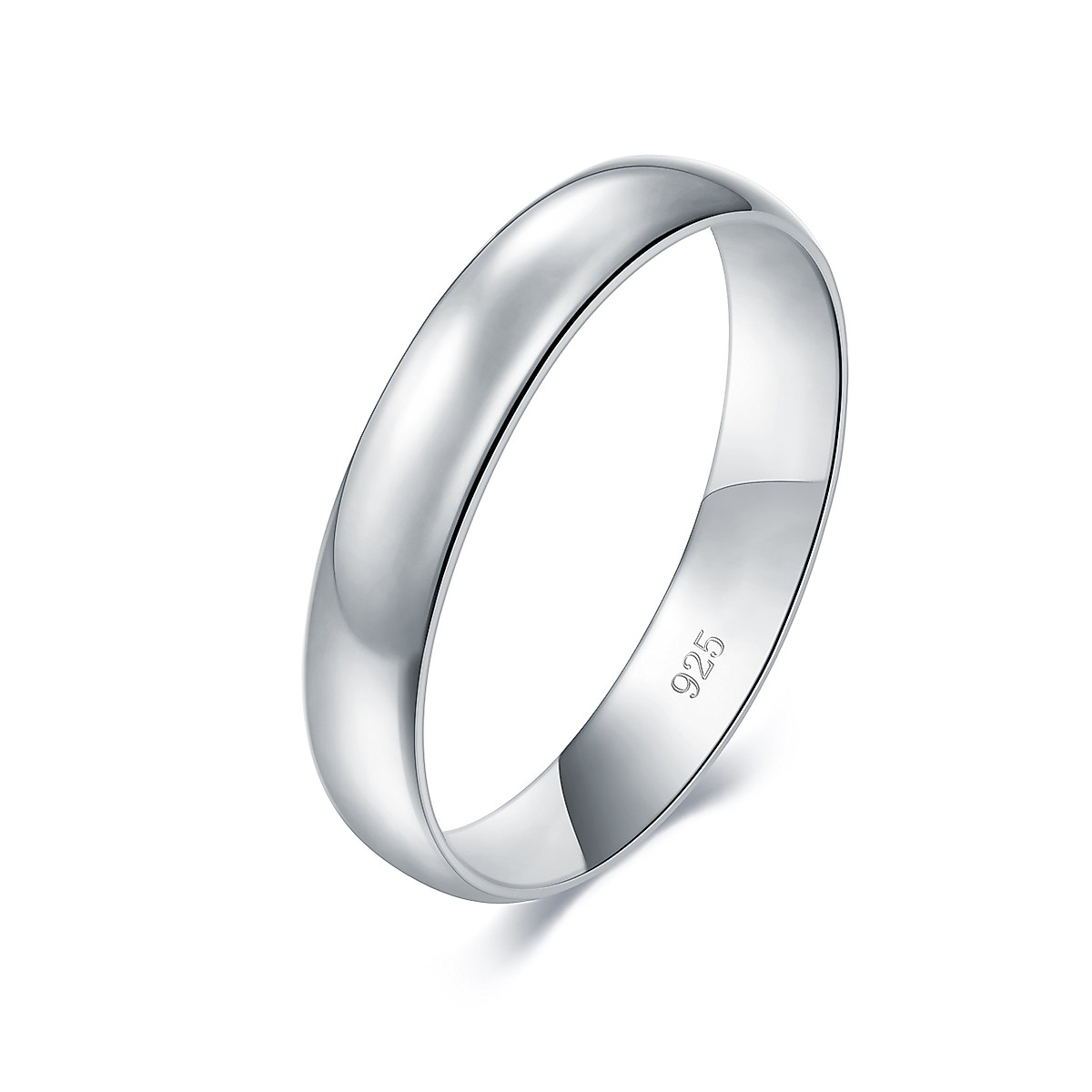 BORUO Silver Ring – 925 Pure Sterling Silver Ring - Sterling Silver Rings for Women – Elegant Silver Band Rings For Women and Men - Gifts for Special Occasions 4mm Ring Size 9