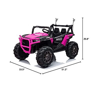 TOBBI 12V Electric Kids Ride-On Car SUV with MP3, 3 Speeds, LED Lights, 2.4G Remote Control, 4 Big Shock-Absorbing Tires, Gift,Rose Red