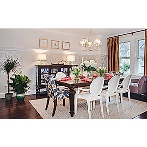 2xhome White - Modern Contemporary Louis XIV Dining Chair Armchair Ghost Style Ghost Chair with Arms Ghost Arm Chair in White Stackable Stacking Made From Polycarbonate