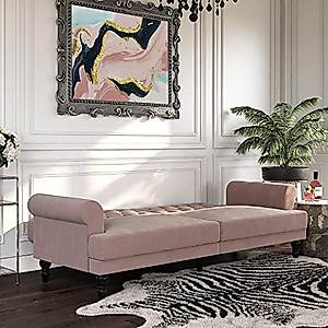 Novogratz Cassidy Upholstered Futon, Blush Velvet