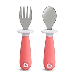 Munchkin® Raise™ Toddler Fork and Spoon Utensil Set, 2 Pack, Pink