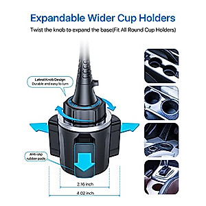 andobil [Newest & Solidest 15in Cup Holder Phone Mount, [Stable & Adjustable] Long Gooseneck Cup Phone Holder for Car Truck [Military-Grade] Fit for iPhone 14 13 12 Pro Max & All Cell Phones