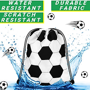 Shappy 24 Pieces Small Sport Drawstring Bags Candy Bag Party Goodie Favor Supplies Gifts for Sports (Soccer, 9.8 x 11.8 Inch)