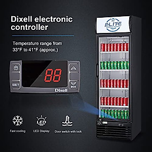 EKS 14 cu.ft. Commercial Refrigerators Glass Door 27'' W Drink Refrigerator Display Beverage Cooler Single Door Fridge Adjustable Shelves Drink Upright Merchandiser Reach In (1 Door, 14.72 cu.ft.)