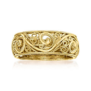 Ross-Simons 18kt Gold Over Sterling Scrollwork Ring. Size 8