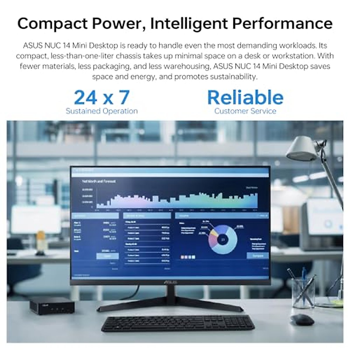 ASUS NUC 14 Pro Mini PC, Intel 6-Core Processor(Up to 4.7 GHz), 16GB DDR5 RAM, 2TB SSD, HDMI 2.1 Dual 4K Display, 2.5G Ethernet, 2X Thunderbolt 4, Wi-Fi 6 & Bluetooth, Windows 11 Pro, Black