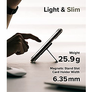 Ringke Magnetic Stand Slot Card Holder [Phone Wallet + Stand] ID & Credit Card Holder for Phone Case, Magnetic Card Wallet Compatible with Magsafe, iPhone 13, 12, Pro Max Mini - Clear & Light Gray