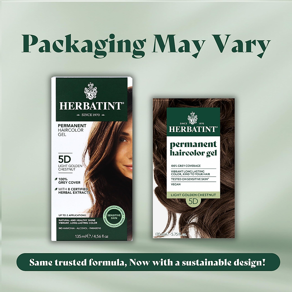 Herbatint Permanent Hair Dye For Women - 5D Light Golden Chestnut - For Up To 100% Gray Coverage of Resistant Gray Hair - Ammonia-Free, Alcohol-Free & Vegan - Salon Influenced Hair Color 5.75 fl oz