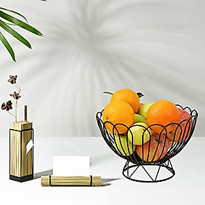 MagiDeal Modern Iron Wire Fruit Basket Fruit Storage Bowls for Restaurant Countertop Dining Table, Black