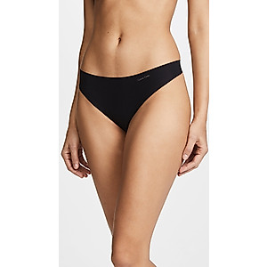 Calvin Klein Women's Invisibles Seamless Thong Panties, 5 Pack, Black/Speakeasy/White Light Caramel, Large