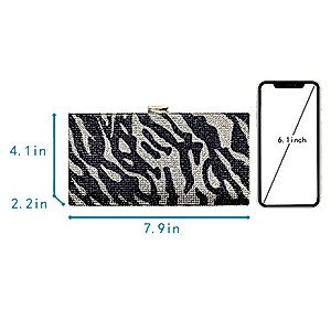 ZLM BAG US Leopard Print Clutch Purse for Women Diamond Crystal Evening Bag Metal Chain Party Cocktail Wedding Dinner Handbag