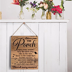 Porch Sign Gifts, Rustic Advice From the Porch Enjoy Every Season Wooden Signs Wood Plaque Hanging Sign Home Porch Decor 8 x 10 Inches