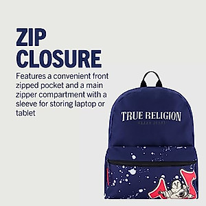 True Religion Laptop Backpack, Small Computer Travel Bag, Navy, 16 Inch