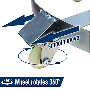 BotaBay Upgrade Drum Dolly for 50 Gallon Drums, Barrel Dolly with 4 PCS 360° Rolling Swivel Caster Wheels and Brake, Heavy Duty Steel Frame Drum Cart for Workshops, Factories, Warehouses