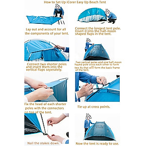 iCorer Extra Large Outdoor Portable EasyUp Beach Cabana Tent Sun Shelter Sunshade, Blue
