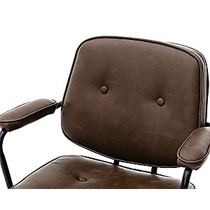 DUOMAY Retro PU Leather Office Computer Desk Chair with Armrest, Modern Mid Back Swivel Task Chair Rolling Adjustable Office Guest Chair for Home Office, Brown