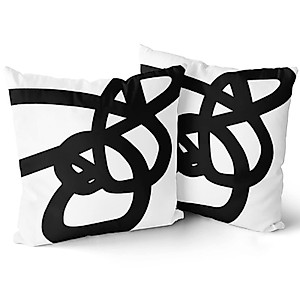 Kawani Black and White Pillow Covers 20X20 in Abstract Modern Graffiti Art Line Decorative Couch Pillow Cases with Zipper Set of 2 Boho Home Decor for Living Room Bedroom Bed Cushion Outdoor