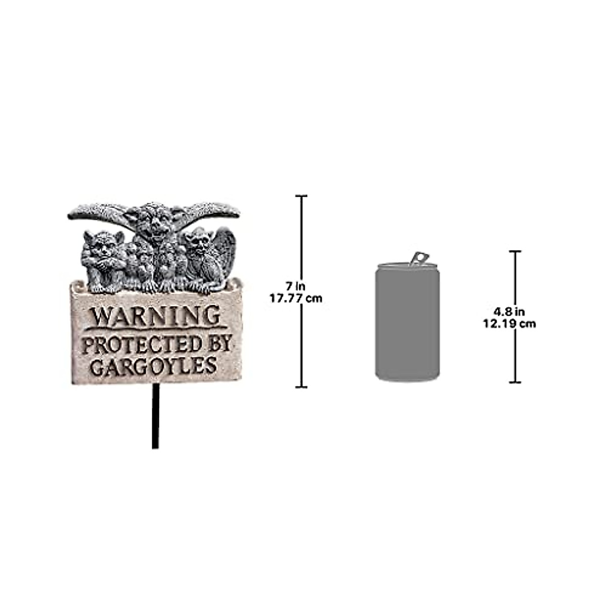 Design Toscano NG299100 Beware of Gargoyles Garden Sign Plaque with Stake, 7" Wx1 Dx7 H, Single