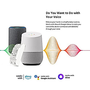 SONOFF Basic R2 10A Smart WiFi Wireless Light Switch, Universal DIY Module for Smart Home Automation Solution, Works with Amazon Alexa & Google Home Assistant, Works with IFTTT, No Hub Required