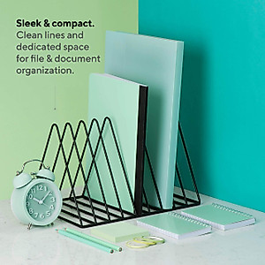 Mindspace Magazine Rack Desk Organizer, File Holder for Desk | Modern Office Organizer, Triangle Book Holder, Desk Folder Organizer, Desktop File Sorter | Wire Collection, Black