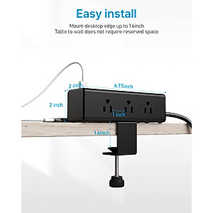CCCEI Desk Clamp Power Strip with 9 Outlets, Desktop Edge Mount Surge ...