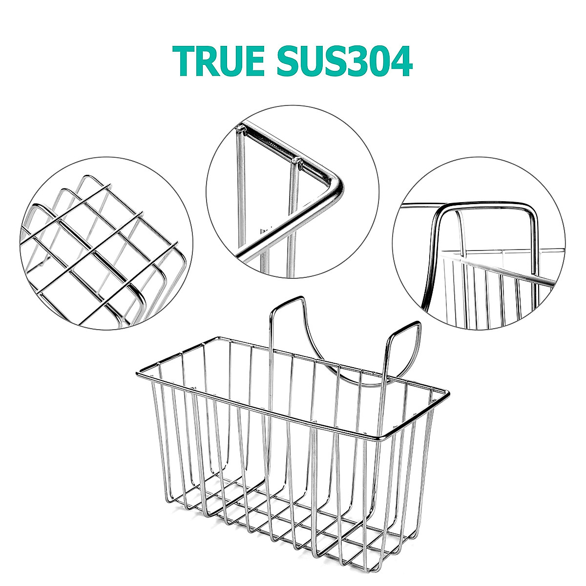 Damita Kitchen Sponge Holder Sink Basket Sink Caddy Brush Dishwashing Liquid Drainer Rack Silver Small (6.7" x 4.5" x 4.5")