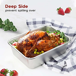 Onader 9 x 11 Inch Lasagna Pan Deep Stainless Steel Baking Pan Set of 2 Rectangular Cake Pan