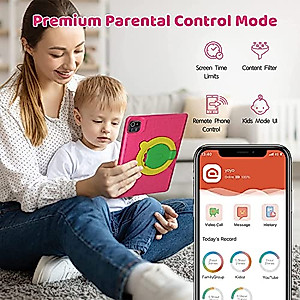 HiGrace Kids Tablet 10 inch - Android 12 Quad core Tablet for Kids (Ages 3-12), 5000mAh, 32GB ROM, Dual Camera, WiFi, Parental Control, Kid-Proof Case-Pink