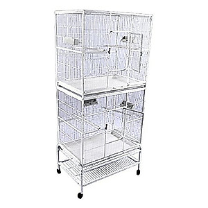 A&E Cage Co. Double Stack Flight Cage, 32"x21",White, 13221-2 White