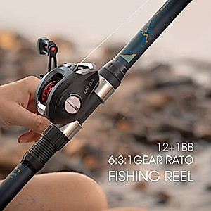 Lixada Fishing Reels Baitcasting Compact Baitcaster Fishing Reel Super Smooth with 27.6LB Carbon Fiber Drag 12+1Ball Bearings 6.3:1 Gear Ratio High Speed Reel for Fishing Saltwater Freshwater
