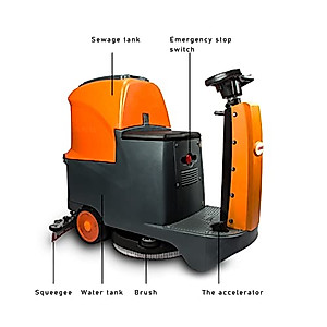 SM70 Ride-On Floor Scrubber, 22" Brush, Floor Scrubber with a Complete Set of Parts