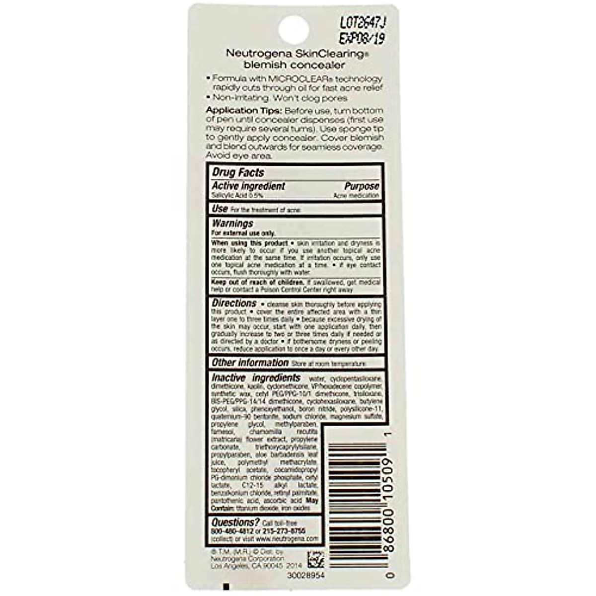 Neutrogena Skinclearing Blemish Concealer, Buff 09,.05 Oz. (Pack of 2)